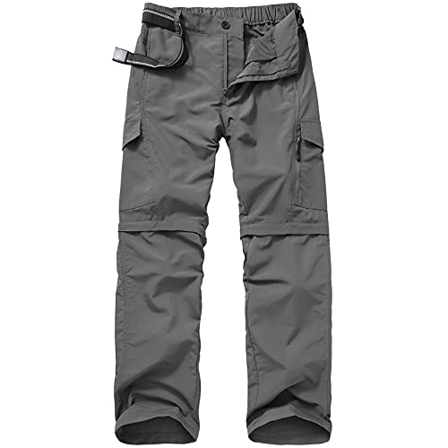 Mens Hiking Pants Convertible Quick Dry Zip Off UPF Lightweight Fishing Travel Camping Safari Pants,Grey,40