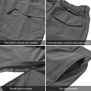 Mens Hiking Pants Convertible Quick Dry Zip Off UPF Lightweight Fishing Travel Camping Safari Pants,Grey,40