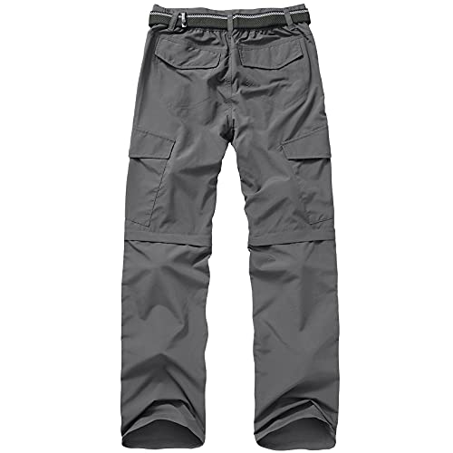 Mens Hiking Pants Convertible Quick Dry Zip Off UPF Lightweight Fishing Travel Camping Safari Pants,Grey,40