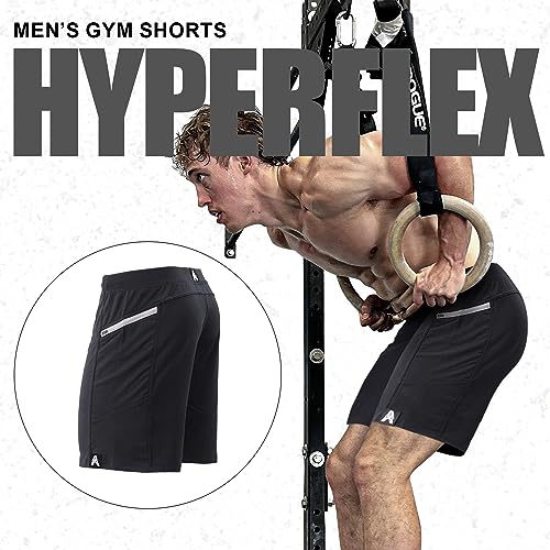 Anthem Athletics Hyperflex Gym Shorts for Men Zippered Pocket 9 Inch Inseam – Workout Shorts, Running Shorts, Athletic Shorts Cross Training Shorts Yoga Shorts - Black Onyx G2 - Medium