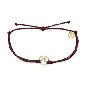 pura vida gold wave merlot bracelet - gold plated charm, adjustable band - 100% waterproof