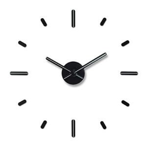 presentime & co large frameless diy wall clock for modern home/office decoration, silent no ticking, night glow. wall décor for living room, dining room, kitchen, bedroom, class room, office space.