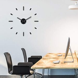 PresenTime & Co Large Frameless DIY Wall Clock for Modern Home/Office Decoration, Silent no Ticking, Night Glow. Wall Décor for Living Room, Dining Room, Kitchen, Bedroom, Class Room, Office Space.