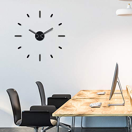 PresenTime & Co Large Frameless DIY Wall Clock for Modern Home/Office Decoration, Silent no Ticking, Night Glow. Wall Décor for Living Room, Dining Room, Kitchen, Bedroom, Class Room, Office Space.