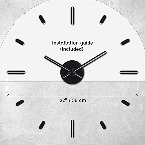 PresenTime & Co Large Frameless DIY Wall Clock for Modern Home/Office Decoration, Silent no Ticking, Night Glow. Wall Décor for Living Room, Dining Room, Kitchen, Bedroom, Class Room, Office Space.