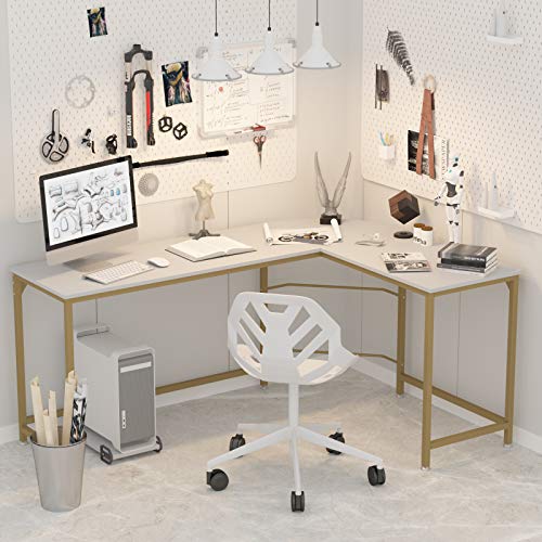 Teraves Reversible L-Shaped Desk Corner Gaming Computer Desk Office Workstation Modern Home Study Writing Wooden Table