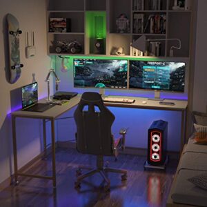 Teraves Reversible L-Shaped Desk Corner Gaming Computer Desk Office Workstation Modern Home Study Writing Wooden Table