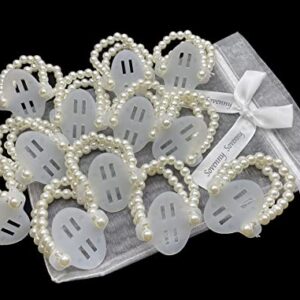 Sovenny 12 Pieces Elastic Pearl Wrist Bands Wristlets Corsage Accessories for Wedding Prom Flowers