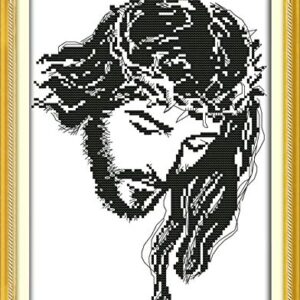 Cross Stitch Kits, Awesocrafts Meditation Jesus Easy Patterns Cross Stitching Embroidery Kit Supplies Christmas Gifts, Stamped or Counted (Jesus, Counted)