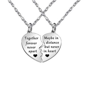 together forever never apart maybe in distance but never in heart best friends necklaces bff sister friendship couples jewelry sets