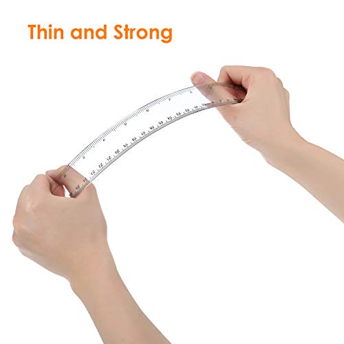 2 Pack Plastic Ruler Straight Ruler Plastic Measuring Tool for Student School Office (Clear, 6 Inch, 12 Inch)