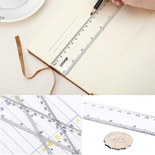 2 Pack Plastic Ruler Straight Ruler Plastic Measuring Tool for Student School Office (Clear, 6 Inch, 12 Inch)