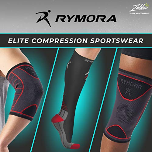 Rymora Leg Compression Sleeve, Calf Support Sleeves Legs Pain Relief for Men and Women, Comfortable and Secure Footless Socks for Fitness, Running, and Shin Splints – Flourescent, Large (One Pair)