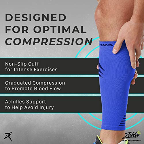 Rymora Leg Compression Sleeve, Calf Support Sleeves Legs Pain Relief for Men and Women, Comfortable and Secure Footless Socks for Fitness, Running, and Shin Splints – Flourescent, Large (One Pair)