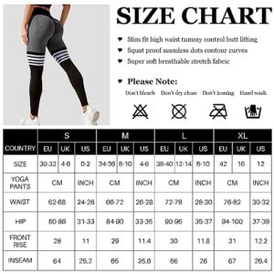 CFR Women Scrunch Butt Lifting Seamless Leggings High Waist Stretchy Workout Fitness Yoga Pants Tummy Control Gym Tights #4 Pants Stripe Black,M