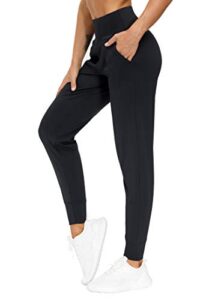 the gym people womens joggers pants with pockets athletic leggings tapered lounge pants for workout, yoga, running, training (large, black)