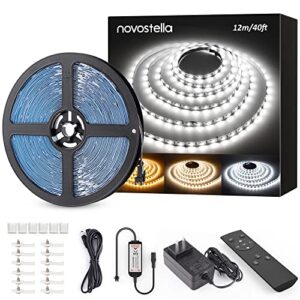 novostella 40ft tunable white led strip light 1344 leds dimmable 3000k-6500k 24v remote flexible led tape for christmas living room cabinet counter bedroom home kitchen bar ceiling daylight warm white