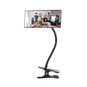 clip on security mirror, cubicle computer desk convex mirror for office personal safety rearview monitors or anywhere (7.28" rectangle mirror with border)