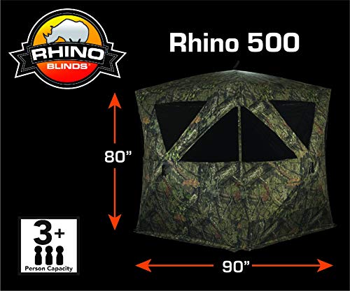 Rhino Blinds R500-RTE 3-4 Person Hunting Ground Blind, Realtree Edge