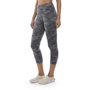 Danskin Women's Capri Legging, Grey Camo Print, Large