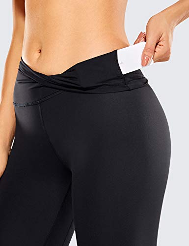 CRZ YOGA Women's Naked Feeling Yoga Pants 25 Inches - 7/8 High Waisted Workout Leggings Black Large