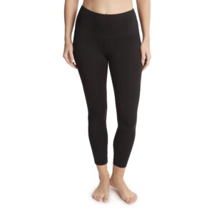 jockey womens cotton stretch basic 7/8 leggings, deep black, x-large us