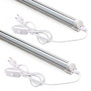 barrina led shop light 2ft, 20w 2500lm 5000k, t8 led light fixture, clear cover, ceiling and utility shop light, linkable tube lights, shop lights for room, garage, workbench, warehouse, 2-pack