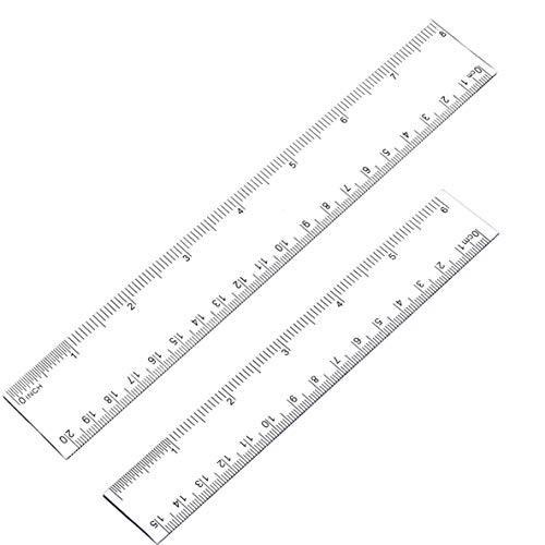 Sowaka 2 Pcs Ruler Plastic Clear Sraight Measuring Tool 6 Inch 8 Inch Transparent Drafting Tools for Kids Students Classroom Home School Classroom Painting (6 inch - 8 inch)