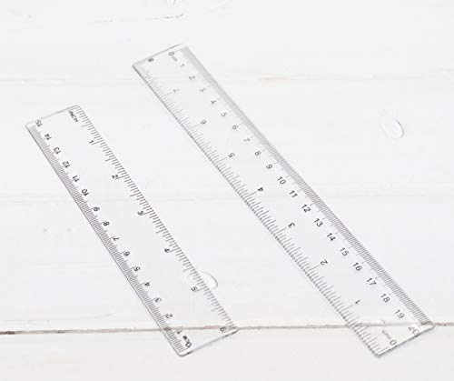 Sowaka 2 Pcs Ruler Plastic Clear Sraight Measuring Tool 6 Inch 8 Inch Transparent Drafting Tools for Kids Students Classroom Home School Classroom Painting (6 inch - 8 inch)