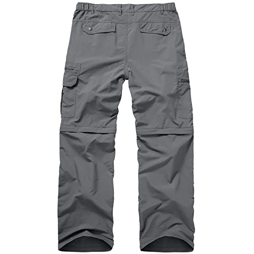 Mens Hiking Pants Convertible boy Scout Zip Off Shorts Lightweight Quick Dry Waterproof Stretch Breathable Fishing Safari Pants,6101,Grey,32