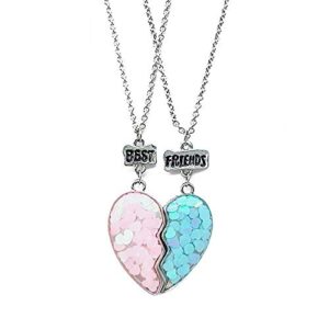 MJartoria BFF Necklace for 2 - Split Heart Mermaid Tail Pendant Best Friends Forever Friendship Necklace Gifts for Girls Best Friend Necklace