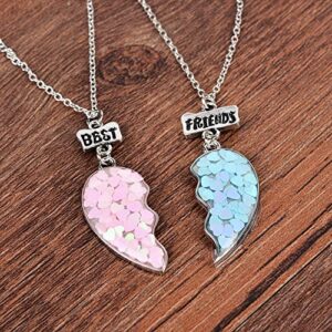 MJartoria BFF Necklace for 2 - Split Heart Mermaid Tail Pendant Best Friends Forever Friendship Necklace Gifts for Girls Best Friend Necklace