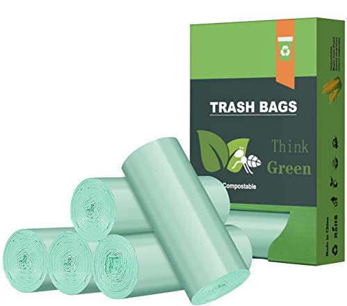 8 Gallon Biodegradable Trash Bags, AYOTEE Garbage Bags 8 gallon, Compostable Medium Trash Bags, Unscented Leak Proof Bags for Office, Home, Bathroom, Car, Kitchen(Green)