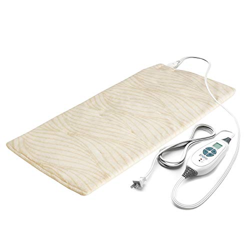 Pure Enrichment® PureRelief™ Luxe Micromink Electric Heating Pad (12”x24”), 6 InstaHeat™ Settings, Ultra-Soft, Machine-Washable, Auto Shut-Off - for Temporary Pain Relief (Sand Waves Designer Print)