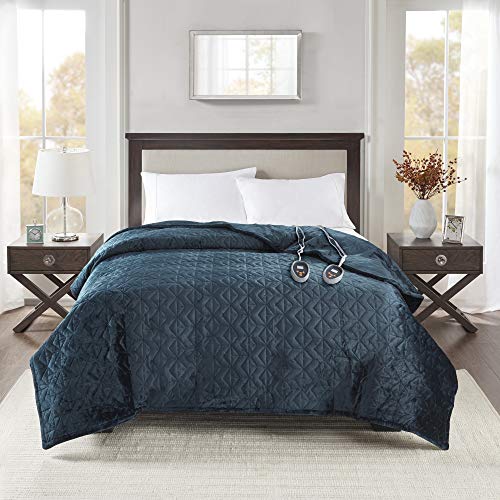 Beautyrest Plush Heated Blanket Pinsonic Quilt Super Soft Electric Throw, Controller with 10 Hours Auto Shutoff and 20 Heat Level Setting, King, Teal