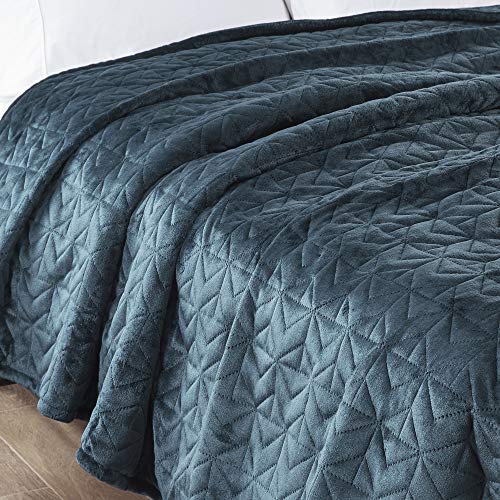 Beautyrest Plush Heated Blanket Pinsonic Quilt Super Soft Electric Throw, Controller with 10 Hours Auto Shutoff and 20 Heat Level Setting, Queen, Teal