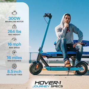 Hover-1 Journey Electric Scooter | 14MPH, 16 Mile Range, 5HR Charge, LCD Display, 8.5 Inch High-Grip Tires, 220LB Max Weight, Cert. & Tested - Safe for Kids, Teens, Adults