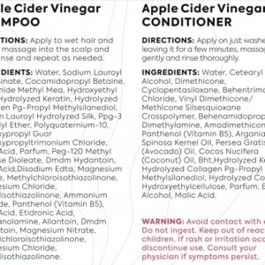 Apple Cider Vinegar Shampoo and Conditioner Set - Stop Flaky and Itchy Scalp – Sulfate Paraben Free Anti Dandruff Soothing Treatment for Dry, Oily and Damaged Hair - Intense Care for Women and Men