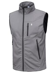 little donkey andy men's lightweight softshell vest, windproof sleeveless jacket for travel hiking running golf gray xl