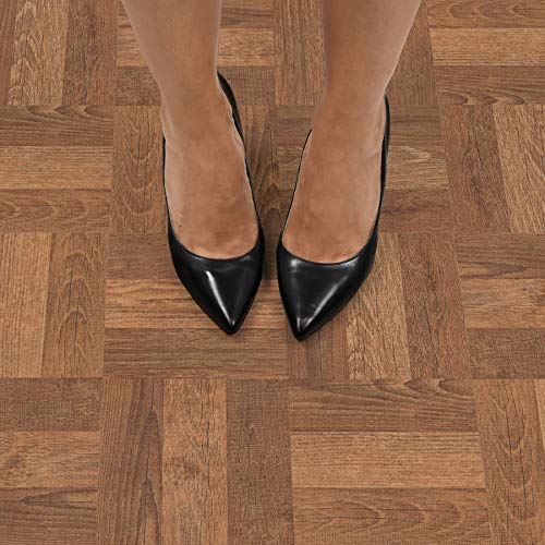 FloorPops FP3324 Parquet Peel & Stick Floor Tiles, Brown