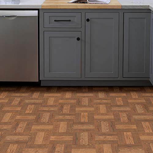 FloorPops FP3324 Parquet Peel & Stick Floor Tiles, Brown