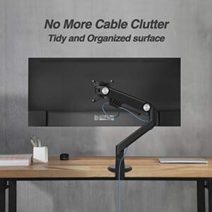 AVLT Single 13"-38" Monitor Arm Desk Mount fits One Flat/Curved/Ultrawide Monitor Full Motion Height Swivel Tilt Rotation Adjustable Monitor Arm - VESA/C-Clamp/Cable Management