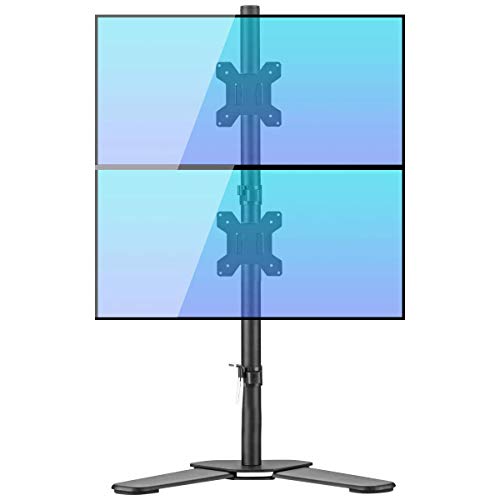 Dual Monitor Stand Free Standing Desk Mount Fits Two Screens up to 32 inch 22 lbs Fully Adjustable Arms with Max VESA 100x100mm (ML7802)