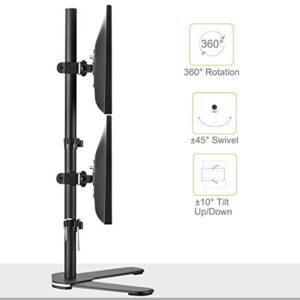 Dual Monitor Stand Free Standing Desk Mount Fits Two Screens up to 32 inch 22 lbs Fully Adjustable Arms with Max VESA 100x100mm (ML7802)