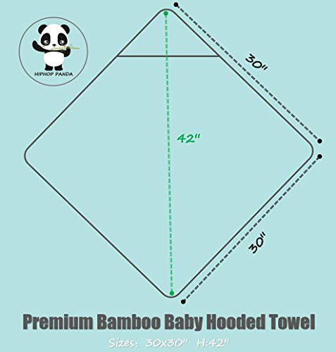 HIPHOP PANDA Bamboo Hooded Baby Towel - Soft Hooded Bath Towel with Ears for Babie, Toddler,Infant - Ultra Absorbent, Natural Baby Towel Perfect (White, 30 x 30 Inch)