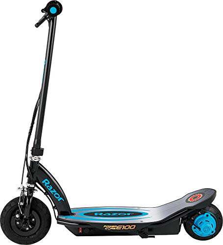 Razor Power Core E100 Electric Scooter for Kids Ages 8+ - 100w Hub Motor, 8" Pneumatic Tire, Up to 11 mph and 60 min Ride Time, For Riders up to 120 lbs