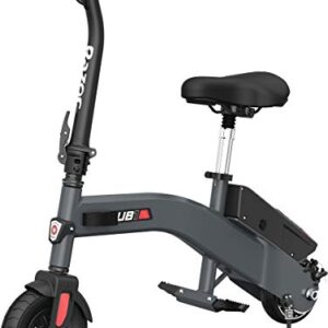 Razor UB1 Seated Electric Scooter - 8" Air Filled Front Tire, Adjustable Seat, Lightweight and Compact Design, 36V Electric Power, 250W Motor, Up to 13.5 mph, Black