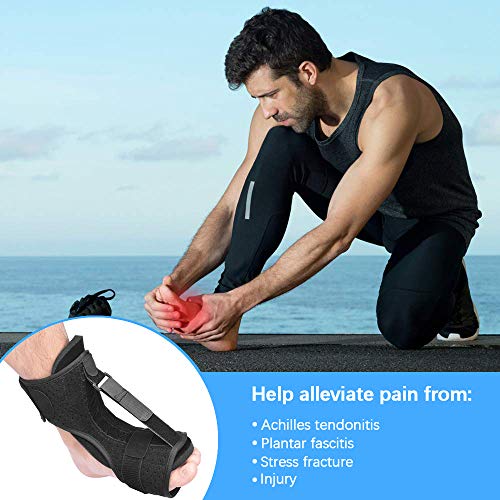 Plantar Fasciitis Night Splint Foot Drop Orthotic Brace, Adjustable Elastic Dorsal Night Splint for Plantar Fasciitis, Heel, Ankle, Arch Foot Pain, Achilles Tendonitis with Hard Spiky Massage Ball