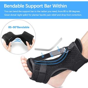 Plantar Fasciitis Night Splint Foot Drop Orthotic Brace, Adjustable Elastic Dorsal Night Splint for Plantar Fasciitis, Heel, Ankle, Arch Foot Pain, Achilles Tendonitis with Hard Spiky Massage Ball