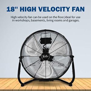 Simple Deluxe 18 Inch 3-Speed High Velocity Heavy Duty Metal Industrial Floor Fans, Black